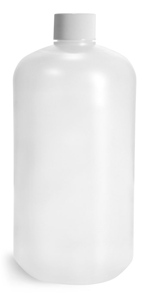 SKS Bottle & Packaging - 32 oz Natural HDPE Boston Rounds w/ White ...