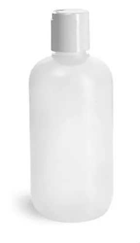 Natural HDPE Boston Round Bottles w/ White Smooth 4 Cc Lotion Pumps