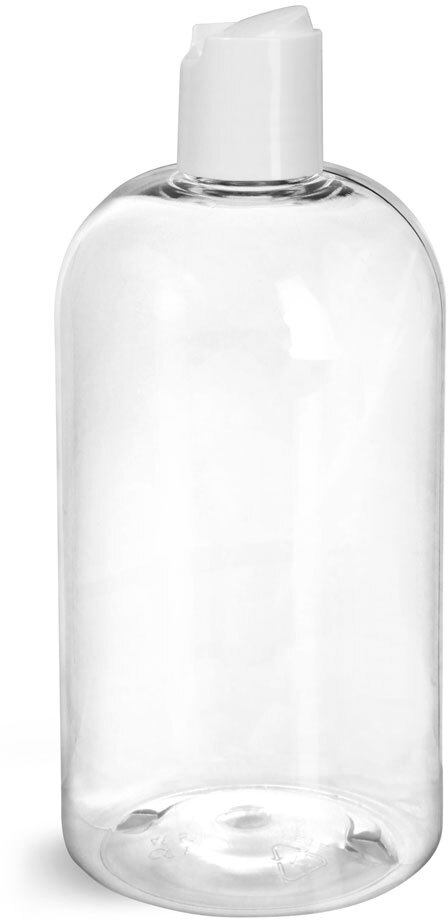 SKS Bottle & Packaging - 16 oz Clear PET Boston Round Bottles w/ Lined ...