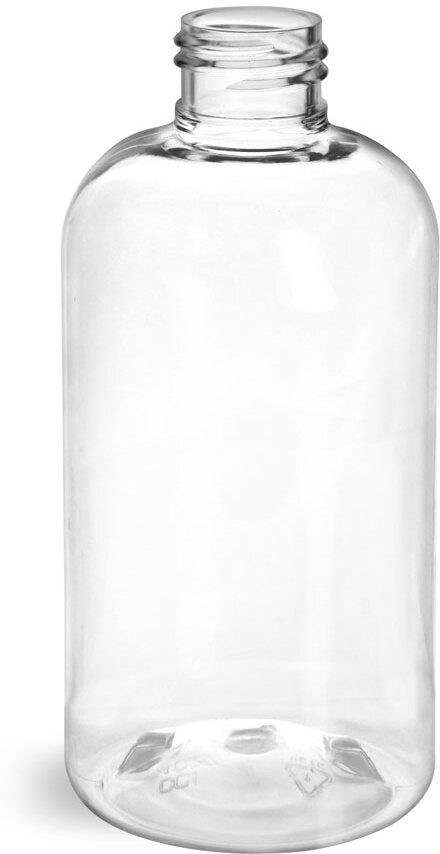 SKS Bottle & Packaging - 8 oz Clear PET Boston Round Bottles (Bulk ...