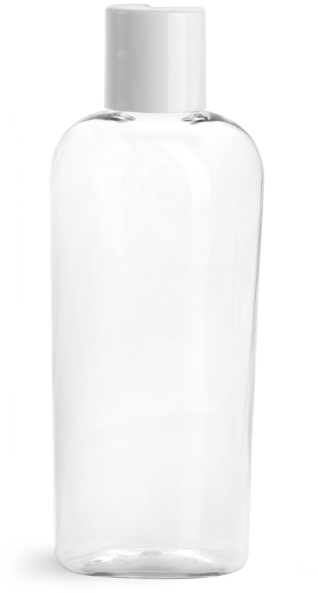 SKS Bottle & Packaging - 6 oz 6 oz Clear PET Cosmo Ovals w/ White Disc Top