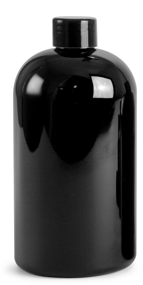 SKS Bottle & Packaging - 8 oz PET Plastic Bottles, Black Boston Round ...