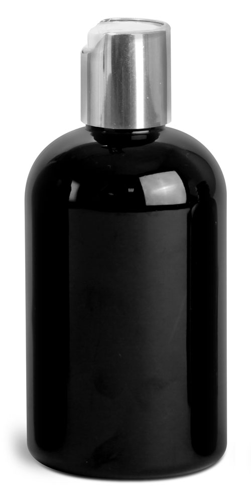 SKS Bottle & Packaging - 4 oz Plastic Bottles, Black PET Boston Rounds ...