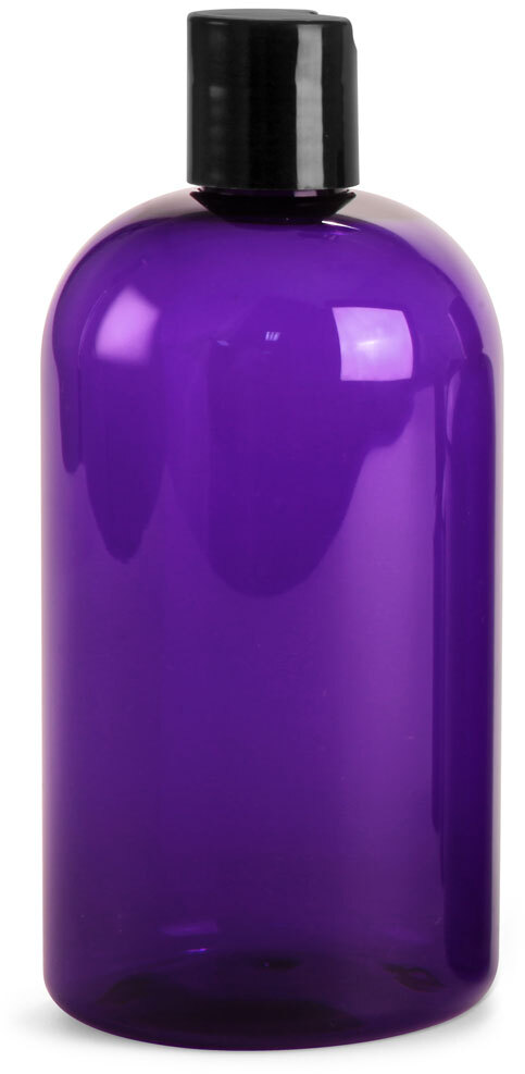 SKS Bottle & Packaging - 16 oz Purple PET Boston Rounds w/ Black Disc ...
