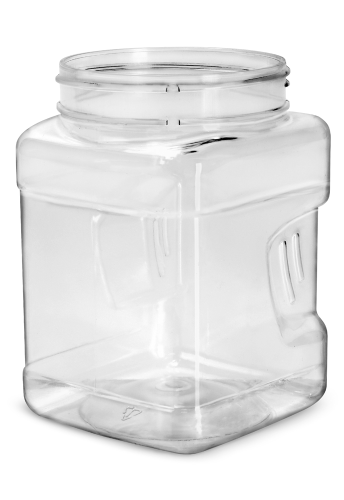 SKS Bottle & Packaging - 1 gal Clear PET Square Gripped Wide Mouth Jars ...
