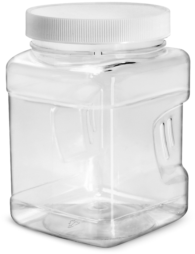 SKS Bottle & Packaging - 32 oz Clear Square Gripped Wide Mouth Jars w ...