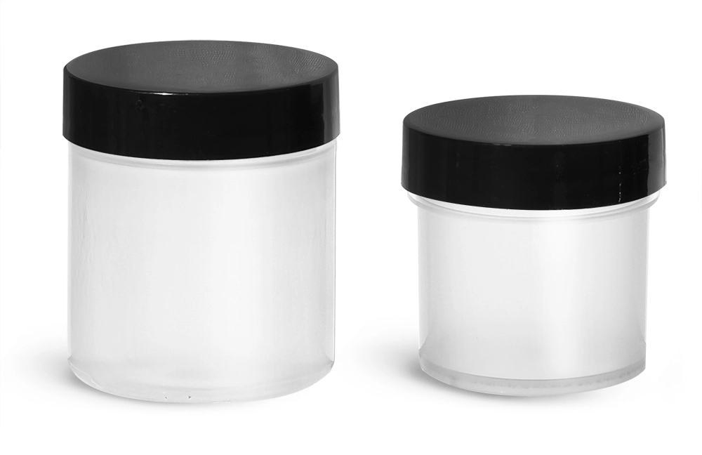 Natural Polypropylene Jars w/ Ribbed White PE Lined Caps