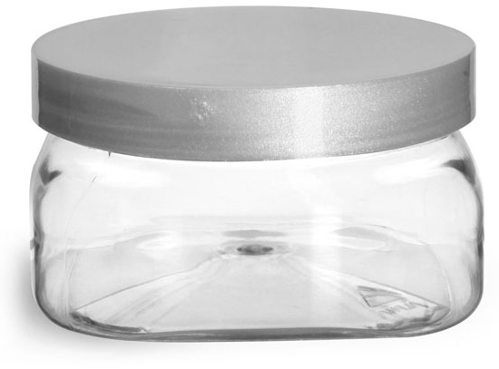 SKS Bottle & Packaging - 4 oz Clear PET Square Jars (Bulk), Caps Not ...