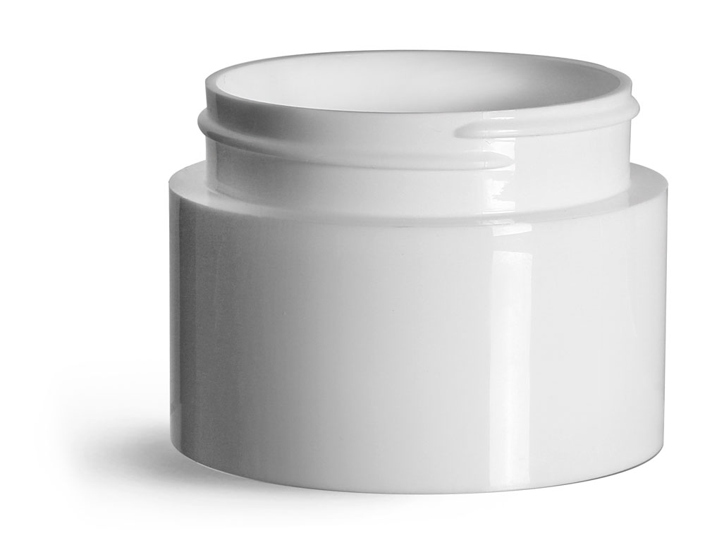 SKS Bottle & Packaging - 3 oz Plastic Jars, White Polypropylene Round ...