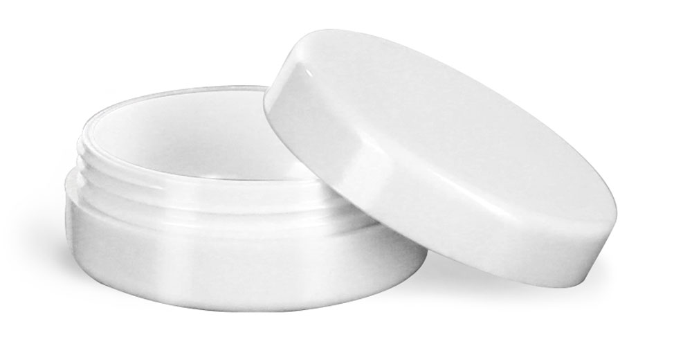 SKS Bottle & Packaging - 1/4 oz White Jar with White Lined Cap