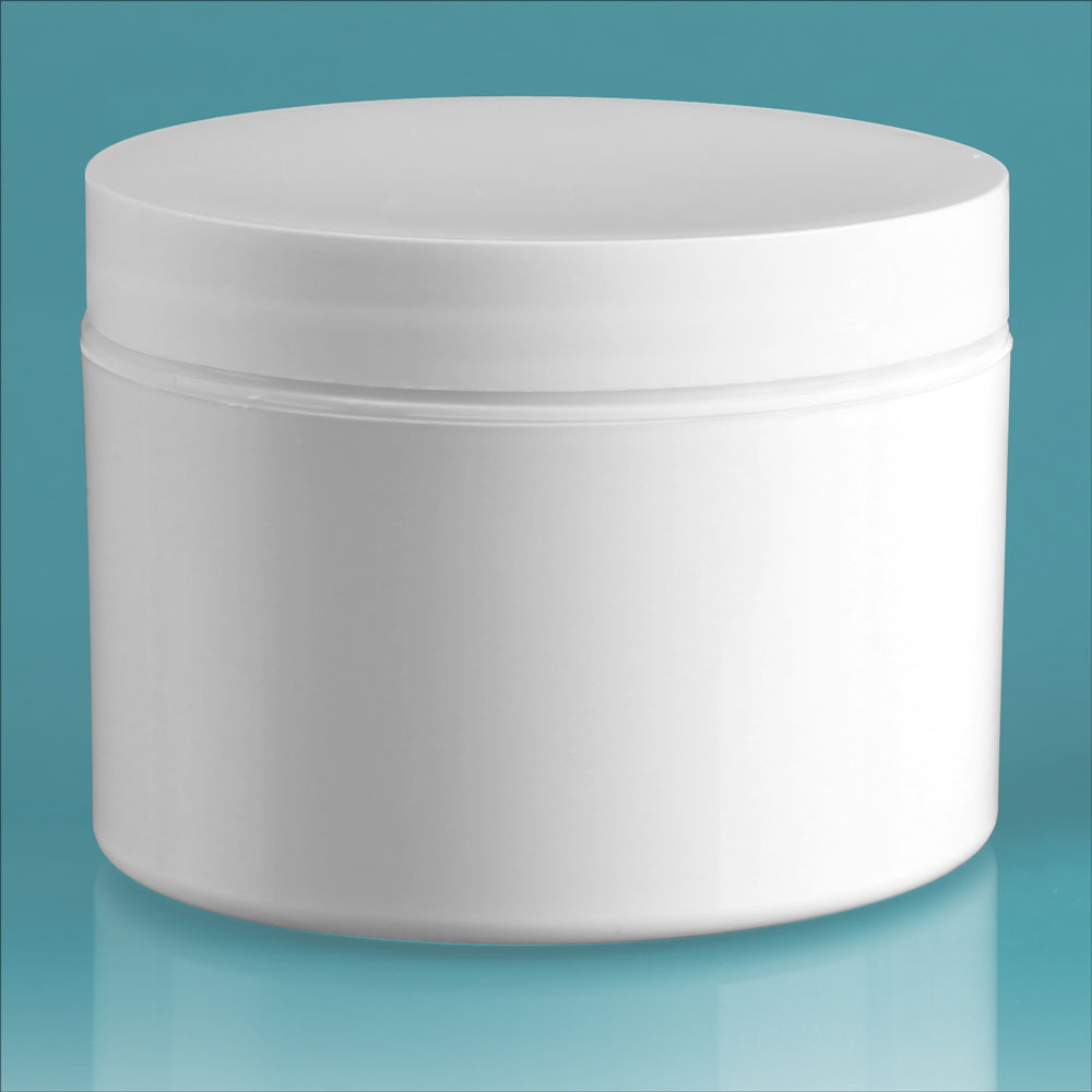 SKS Bottle & Packaging - 8 oz White Polypro Double Wall Jars w/ White ...