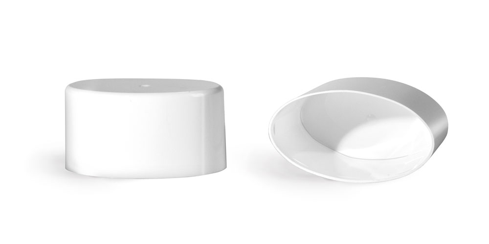 SKS Bottle & Packaging - Plastic Caps, White Polypro Flat Deodorant Caps