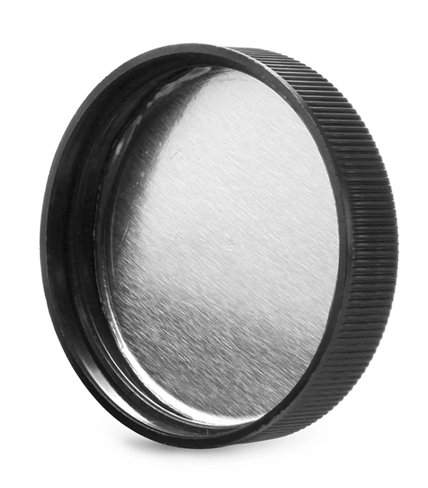 38/400 Black Polypropylene Ribbed Caps w/ Foam Induction Liners | SKS Bottle & Packaging