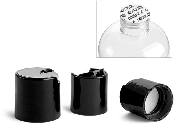 SKS Bottle & Packaging - 24/410 Dispensing Caps, Black Disc Top Caps w ...