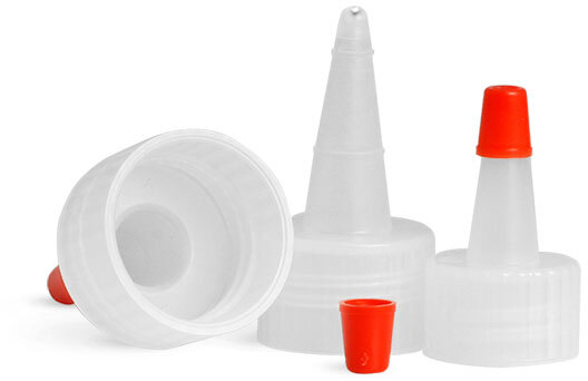 SKS Bottle & Packaging - 24/410 Natural Red Tip Long Tip Yorker Caps w ...