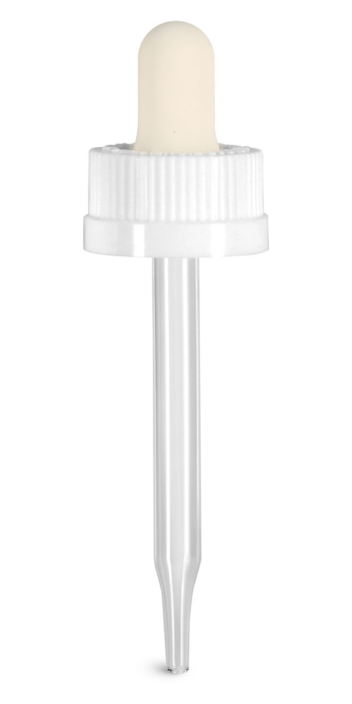 SKS Bottle & Packaging - 20/400 (7 mm x 76 mm) Glass Droppers, White ...