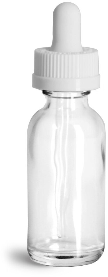 SKS Bottle & Packaging - 1 oz Glass Bottles, Clear Glass Boston Rounds ...