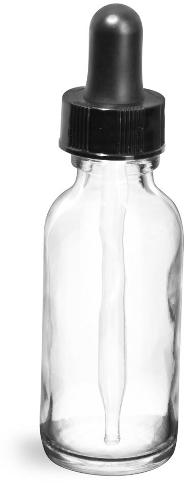 SKS Bottle & Packaging - 1 oz Glass Bottles, Clear Glass Boston Rounds ...