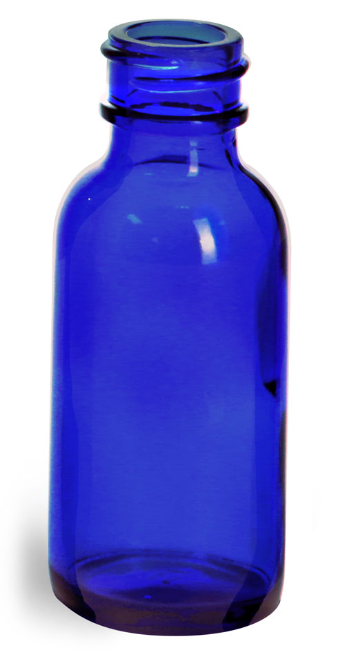 SKS Bottle & Packaging - 1 oz Blue Glass Boston Round Bottles (Bulk ...