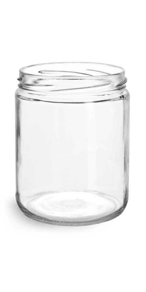 SKS Bottle & Packaging - 9 oz Clear Glass Straight Sided Jars (Bulk)