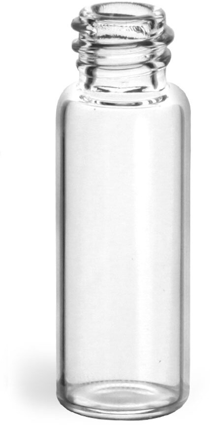 SKS Bottle & Packaging - 1/2 dram Clear Glass Vials w/ Black Phenolic ...