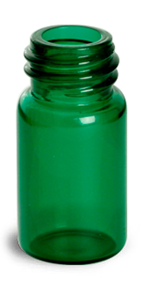 SKS Bottle & Packaging - 5/8 dram Green Glass Vials (Bulk), Caps Not ...