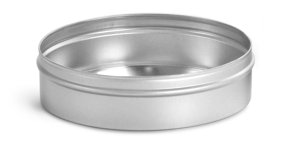 SKS Bottle & Packaging - 8 oz Flat Metal Tin Bottoms (Bulk, No Tops)