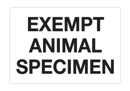 Hazard Labels, "Exempt Animal Specimen" Printed Shipping Labels