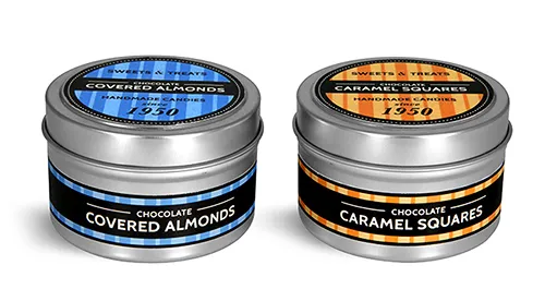 Metal Containers, Deep Metal Tins w/ Rolled Edge Covers