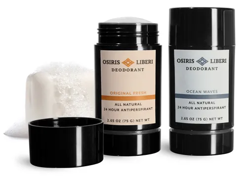 Black Deodorant Tubes, Bath and Body Containers