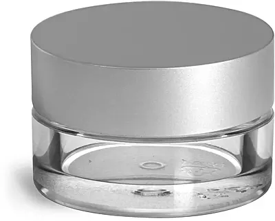 5ml Clear PET Jars w/ Matte Silver Caps