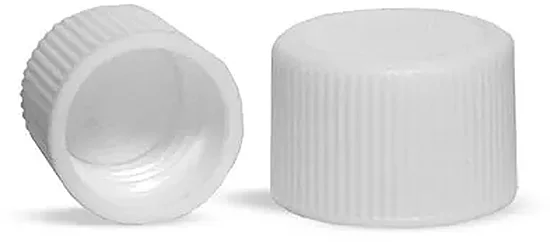 White Polypropylene Ribbed PE F217 Lined Caps | SKS Bottle & Packaging