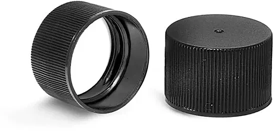 Black Ribbed Polypropylene Caps w/ PE & PS22 Liners | SKS Bottle ...