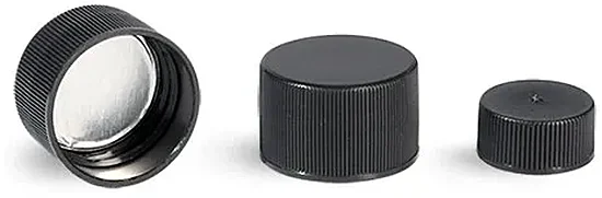 Black Polypropylene Ribbed SG-75 Lined Caps | SKS Bottle & Packaging