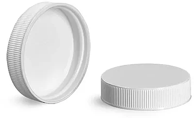 White Polypropylene Ribbed Unlined Caps | SKS Bottle & Packaging