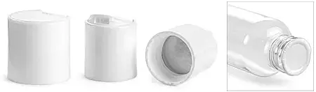 Dispensing Caps, White Polypropylene Disc Top Caps w/ Foam Induction Liners