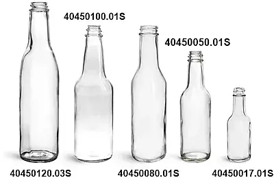 Clear Glass Woozy Bottles w/ Black Ribbed Lined Caps & Orifice Reducers