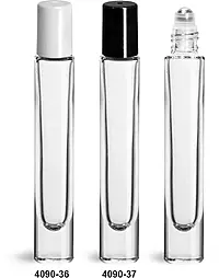 10 ml Clear Glass Roll On Bottles w/ Balls and Caps