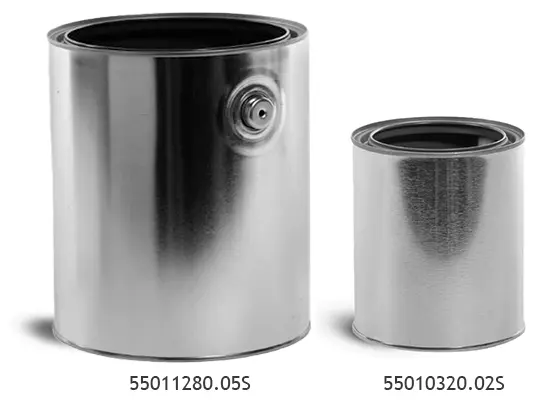 Industrial Containers, Metal Paint Cans w/ Gray Epoxy Phenolic Liners