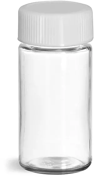 20 ml Clear PET Sample Bottles w/ White Lined Screw Caps | SKS Bottle ...