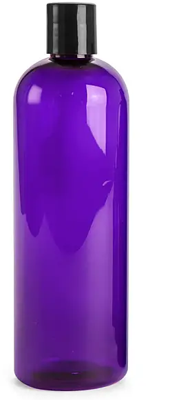 16 oz Purple PET Cosmo round bottles w/ Black Disc Top Caps | SKS Bottle & Packaging