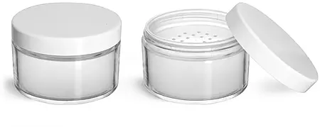 3 oz Clear with White Caps and Powder Sifter Inserts | SKS Bottle ...