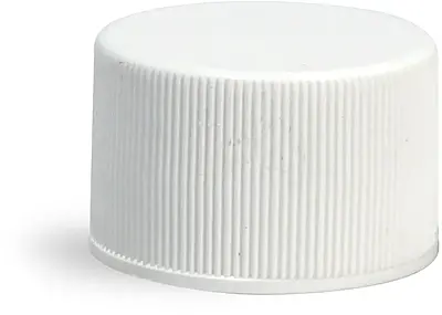 24/410 Plastic Caps, White Polypropylene Ribbed Caps w/ Foam Induction Liners | SKS Bottle ...