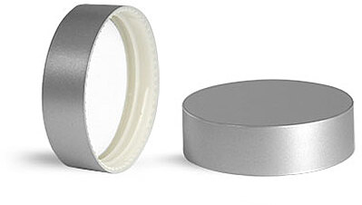 28 mm Plastic Caps, Silver ABS Matte Smooth Flat Caps w/ PE F217 Liner