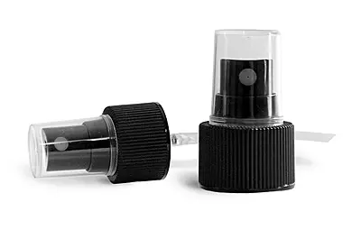 24/410 - 4 3/4 Tube Black Fine Mist Sprayers w/ Flat Tops & Arrow Graphic