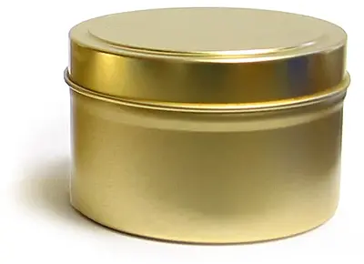6 oz Gold Metal Tins, Gold Metal Tins w/ Rolled Edge Covers | SKS ...