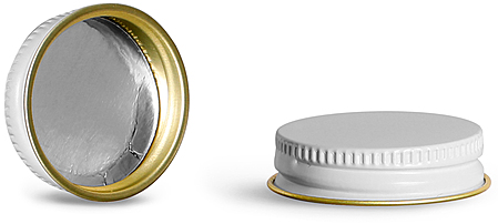 53/400 Metal Caps, White Metal Foil Lined Caps | SKS Bottle & Packaging