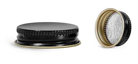 38/400 Black Metal Foil Lined Caps