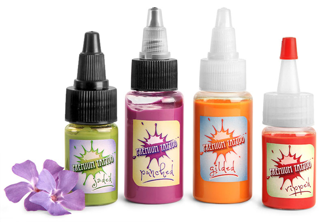 Plastic Tattoo Ink Bottles w/ Black Yorker Caps, Tattoo & Piercing ...